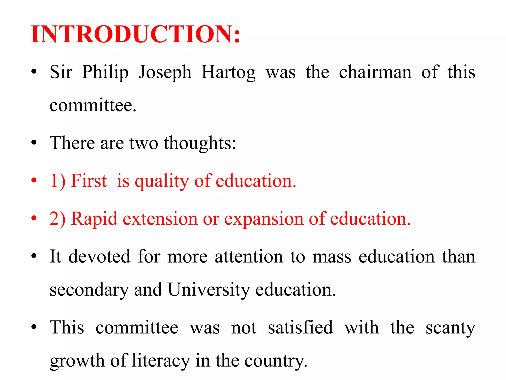 Hartog committee (1929) | PPTX