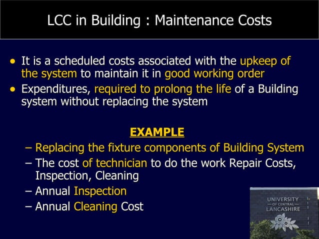 LIFE CYCLE COST (LCC) FOR SUSTAINABLE BUILDING | PPT
