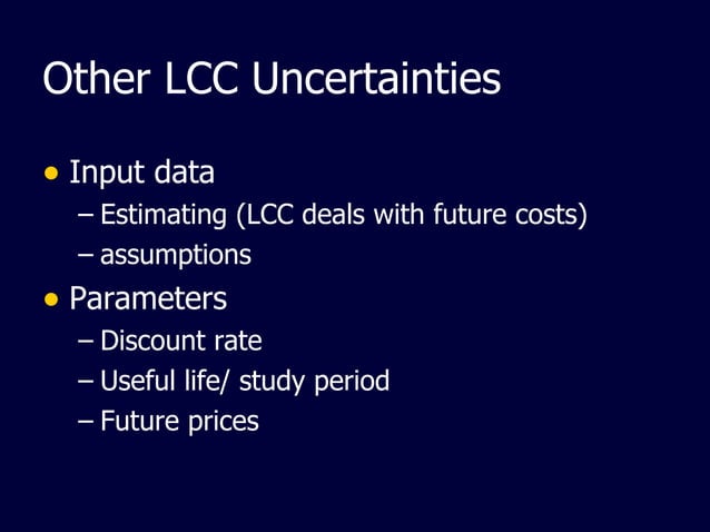 LIFE CYCLE COST (LCC) FOR SUSTAINABLE BUILDING | PPT