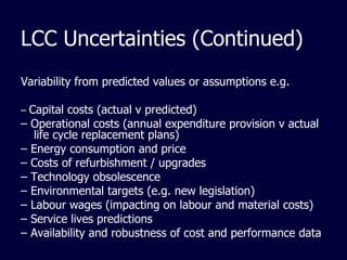 LIFE CYCLE COST (LCC) FOR SUSTAINABLE BUILDING | PPT
