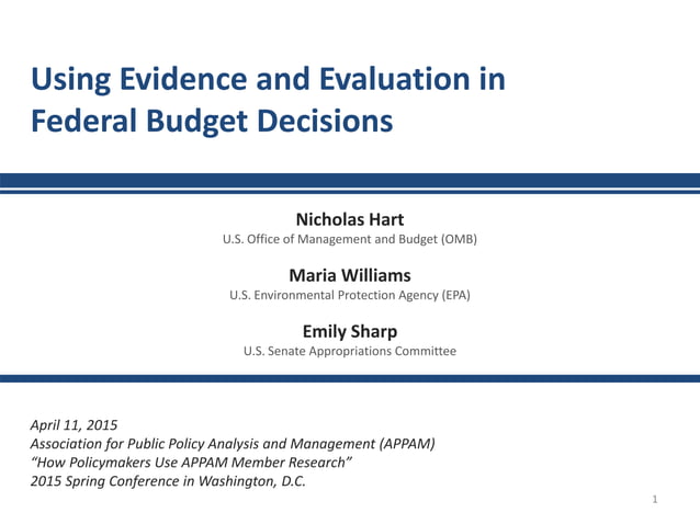 Using Evidence and Evaluation in Federal Budget Decisions | PPTX