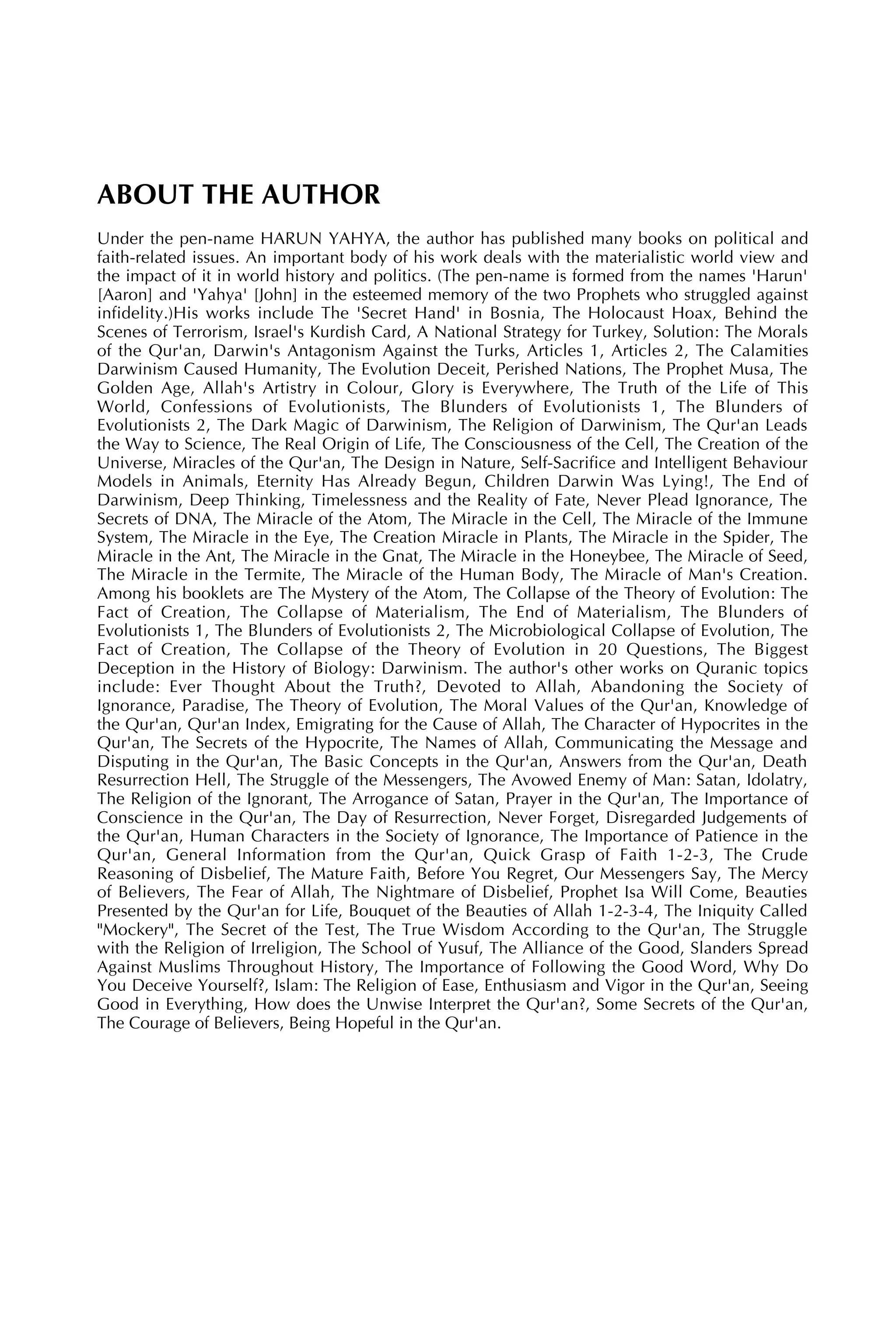 Harun Yahya Islam The Basic Concepts In The Quran | PDF