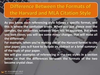 Differences Between Harvard And MLA Referencing Styles | PPTX