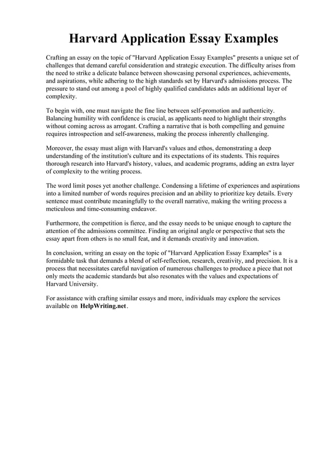 Harvard Application Essay Examples | PDF