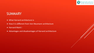 Harvard Architecture | Computer Science | PPTX