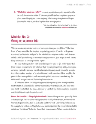 Harvard business negotiation_skills_5_mistakes | PDF