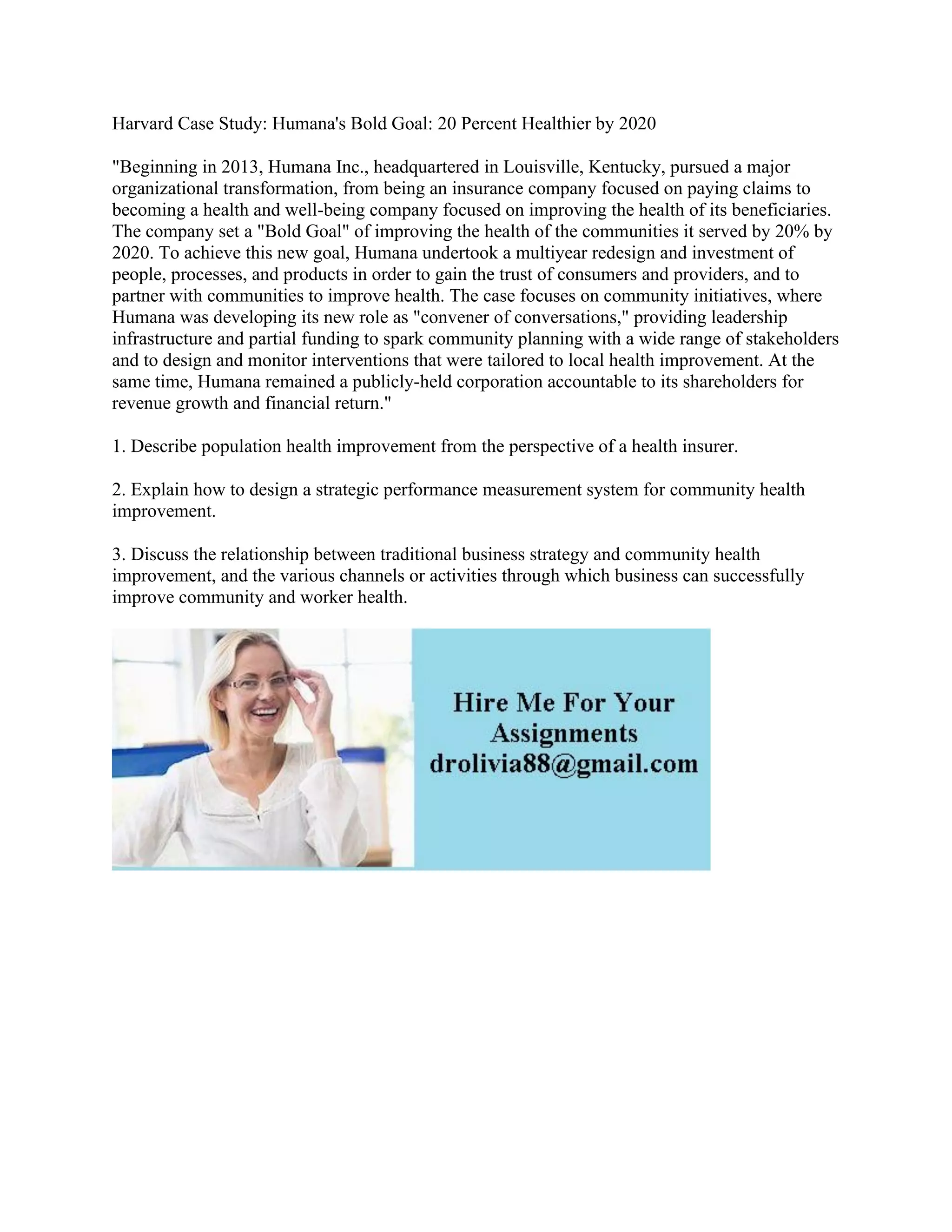 Harvard Case Study- Humana's Bold Goal- 20 Percent Healthier by 2020 -.pdf