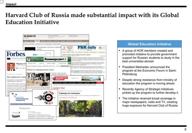 Harvard Club of Russia 2009-2011 Report | PPT