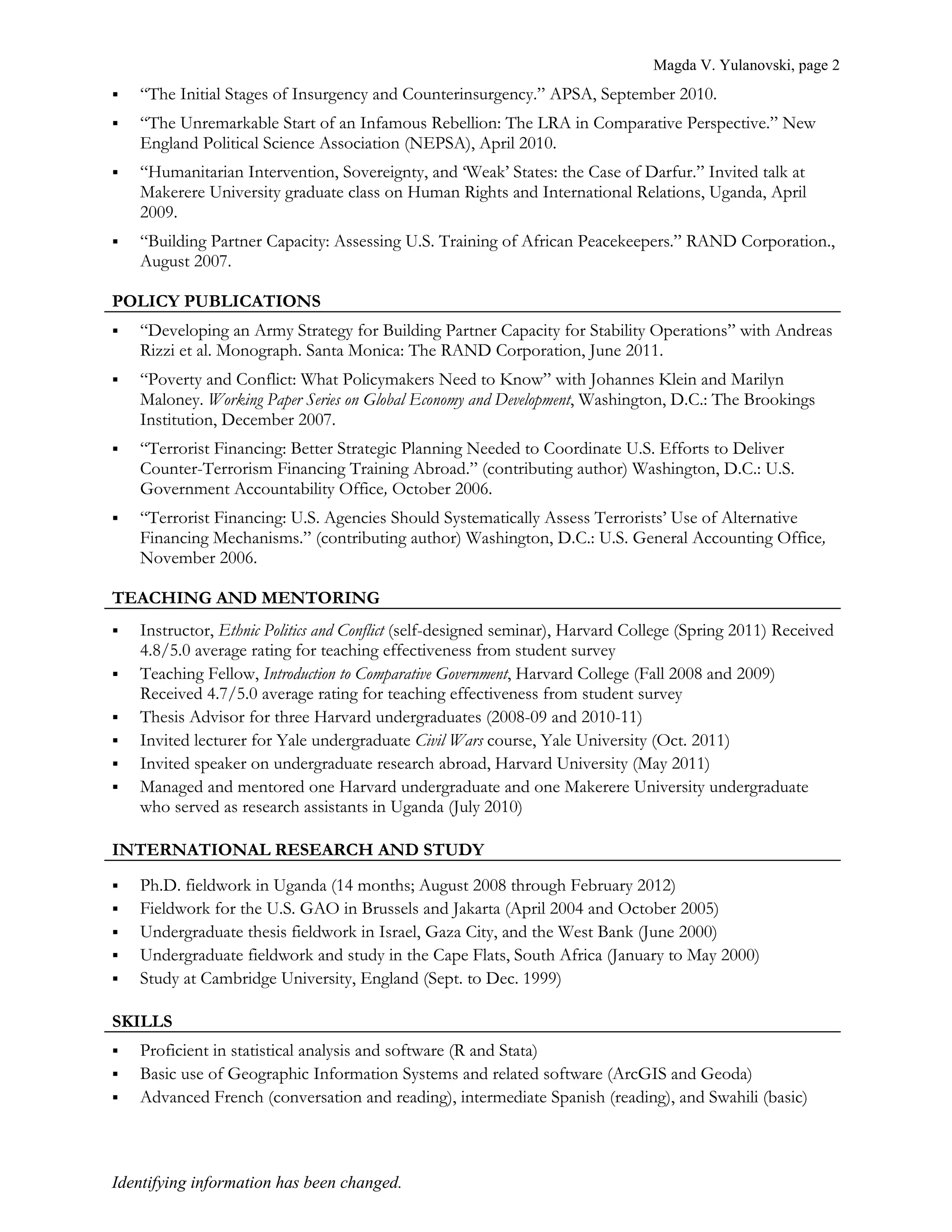Harvard cover letters and Curriculum Vitae | PDF