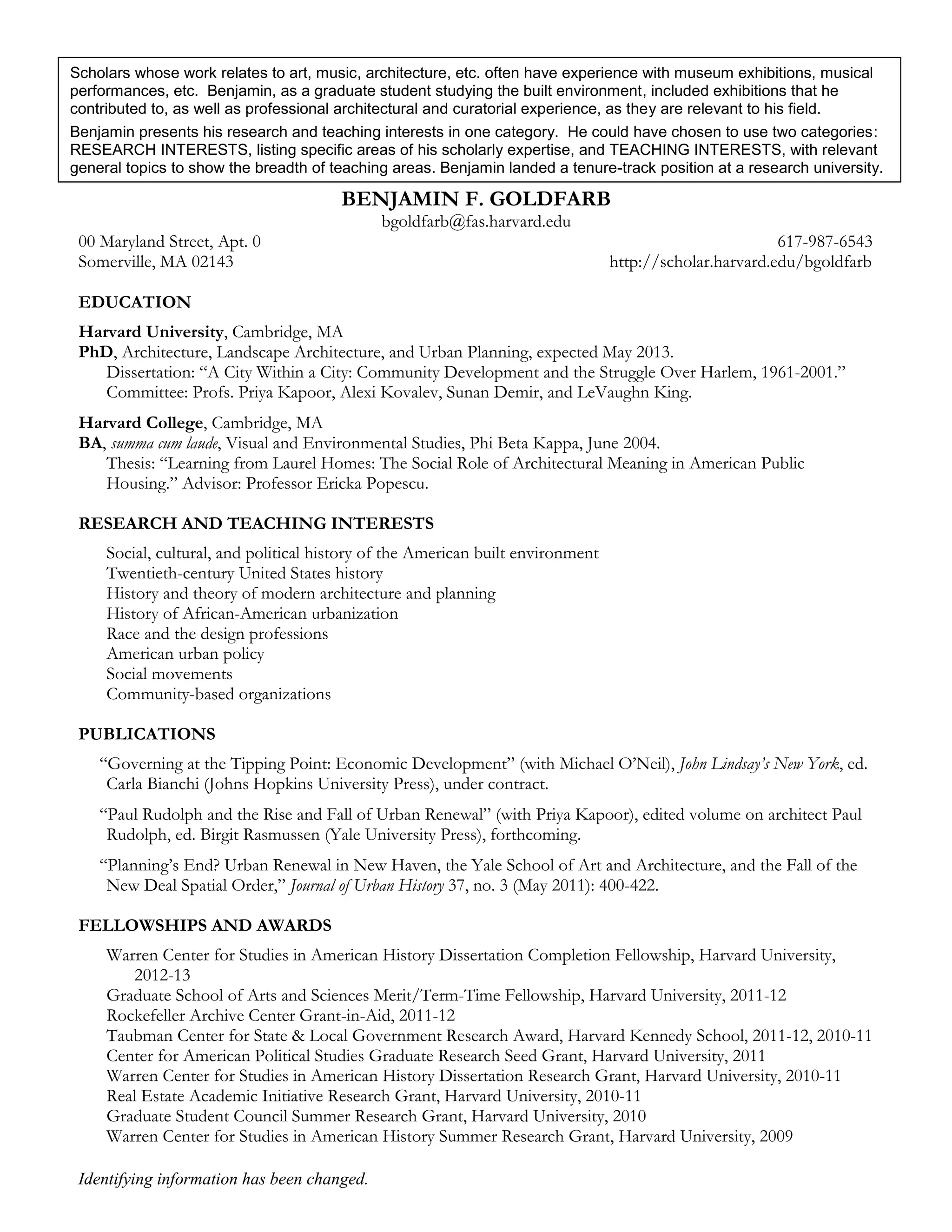 Harvard cover letters and Curriculum Vitae | PDF