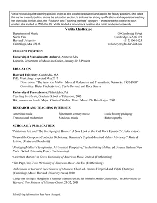 Harvard cover letters and Curriculum Vitae | PDF