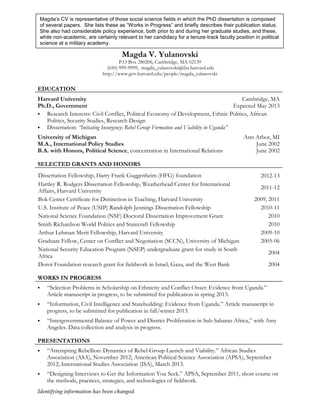 Harvard cover letters and Curriculum Vitae | PDF