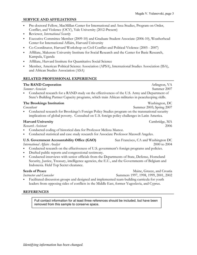 CV format and cover letters asper Harvard University | PDF