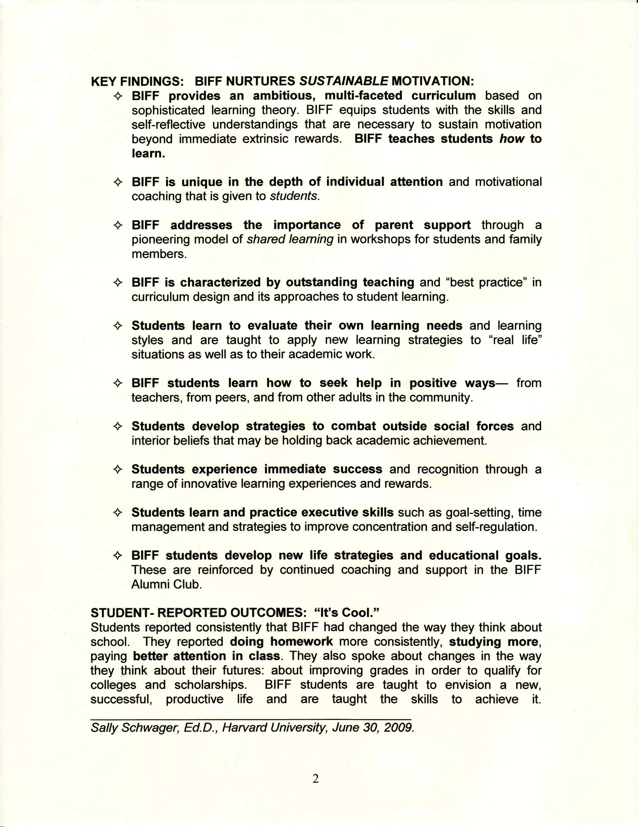 Harvard Eval Executive Summary Biff | PDF