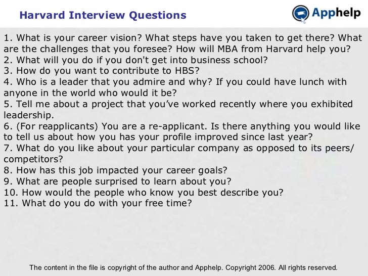 Harvard interview questions