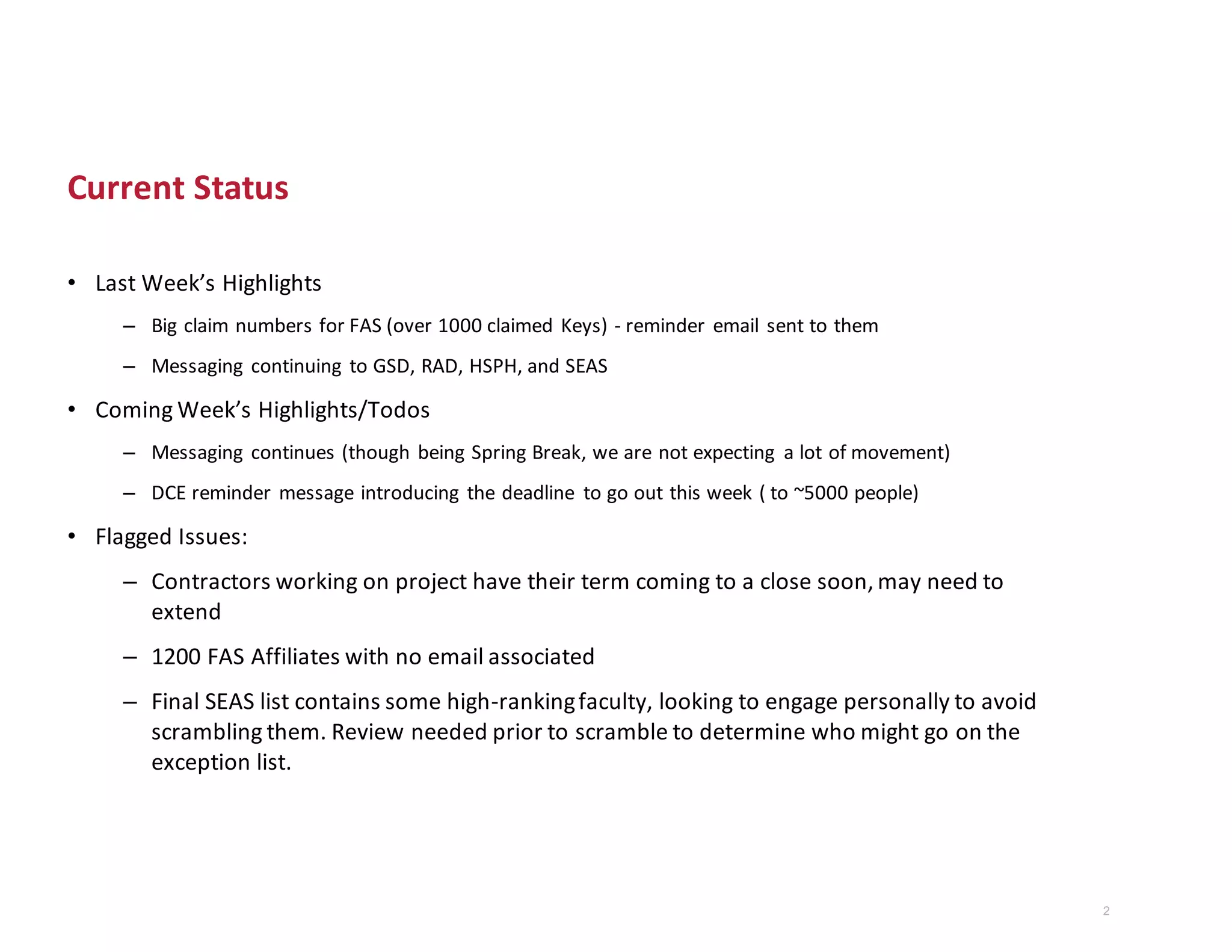 Harvard key weekly summary | PDF