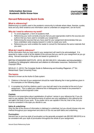 Harvard Quick Guide | PDF