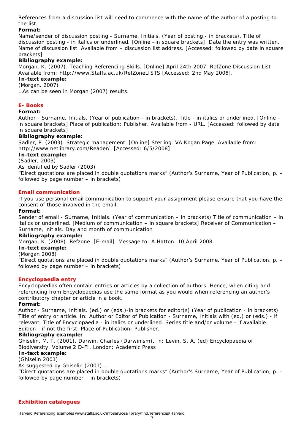 Harvard referencing examples