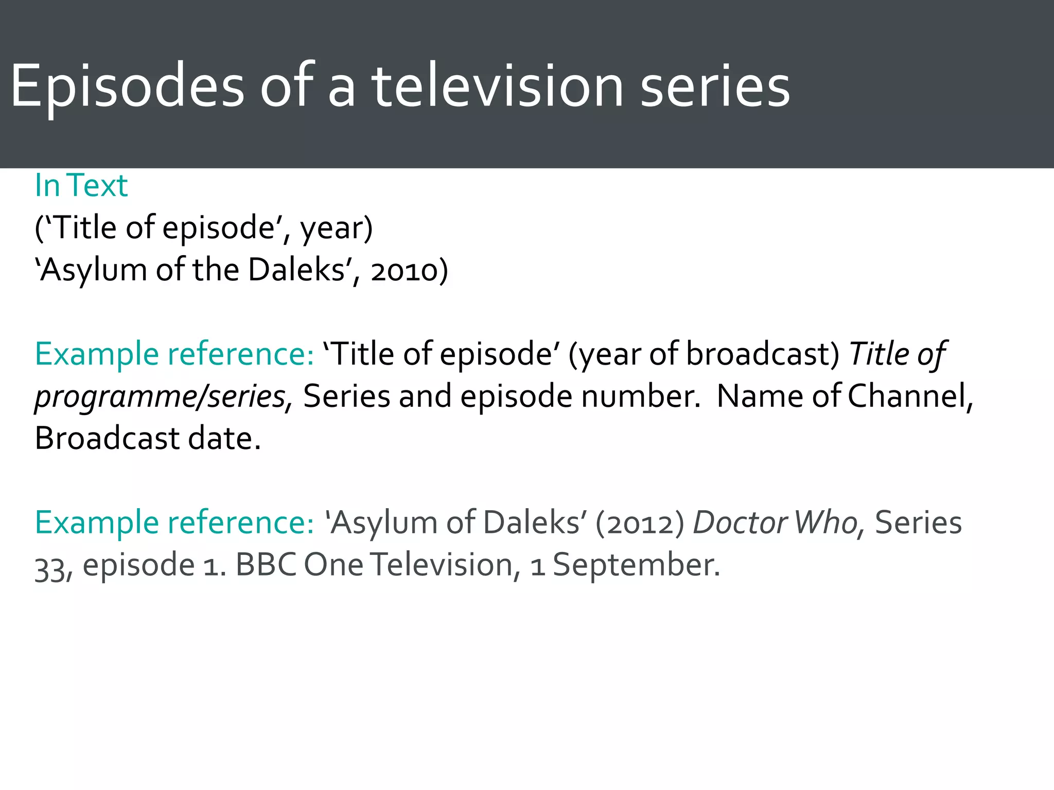 Harvard referencing media arts | PPTX