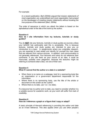 tarc Harvard referencing system | PDF