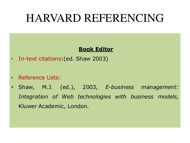 Harvard style of reference
