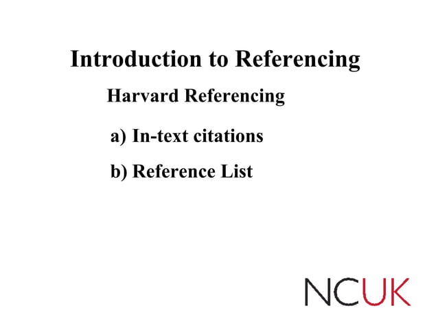 NCUK Harvard Referencing | PPT
