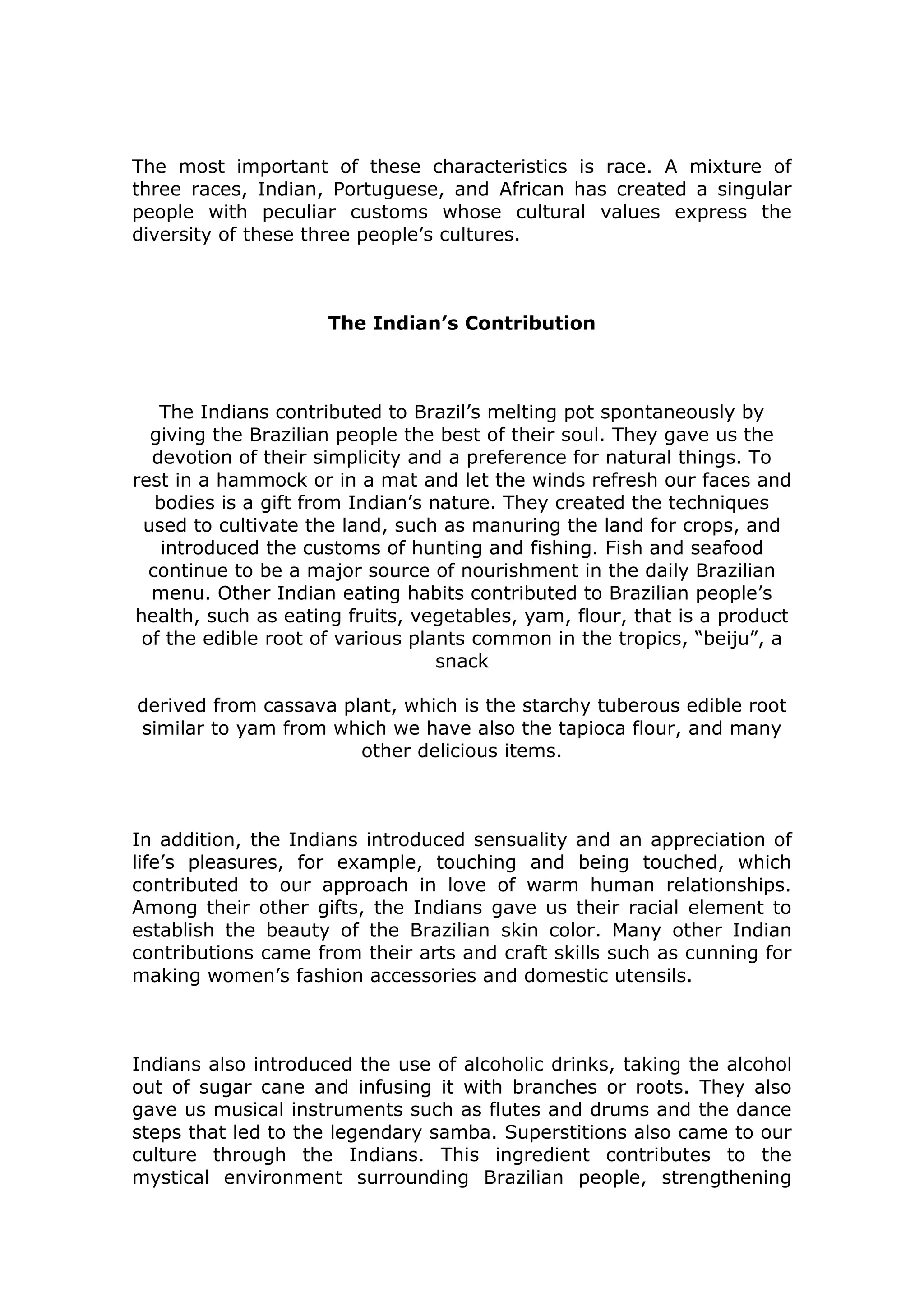 Harvard University (Summer School) - Brazil´s Melting Pot (Essay) | PDF