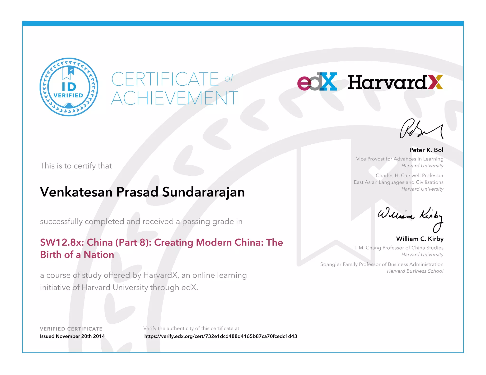 HarvardX Certificate - SW12.8 Creating Modern China - VPS 2014 | PPT