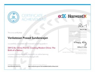 HarvardX Certificate - SW12.8 Creating Modern China - VPS 2014 | PPT