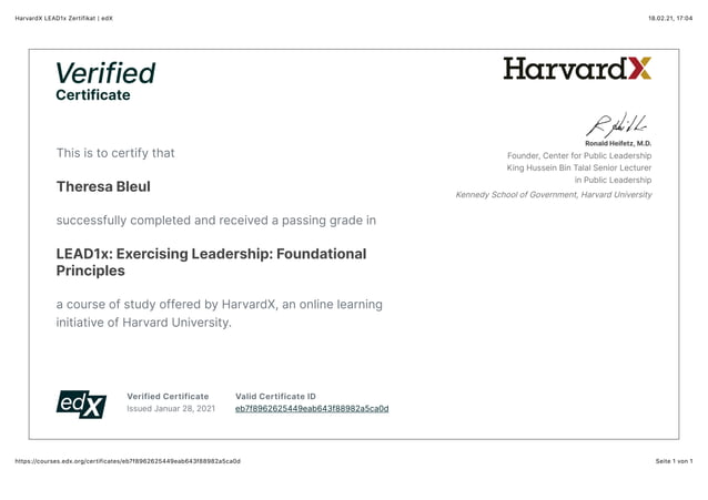 Harvard x lead1x zertifikat | edx | PPT