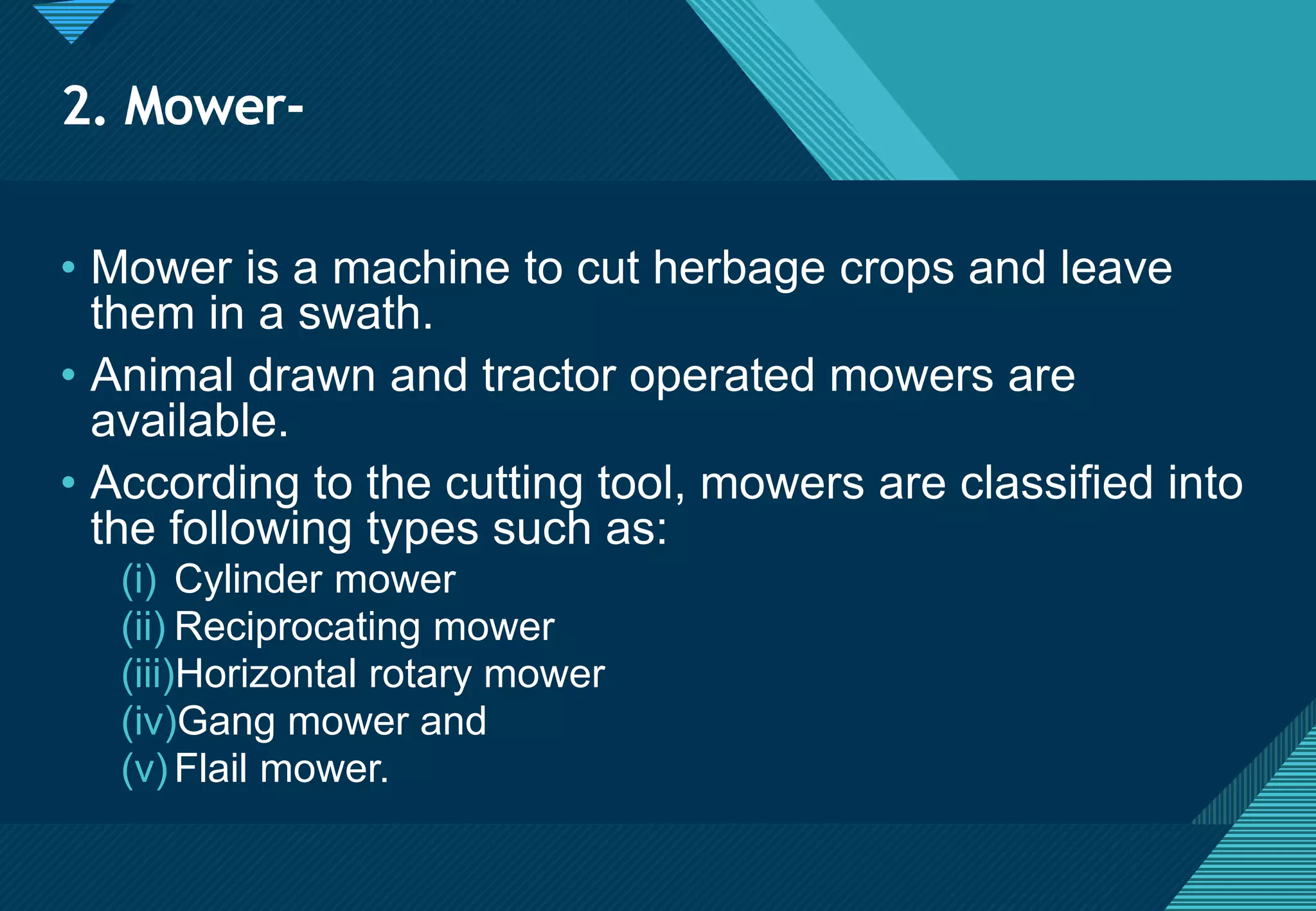 Harvesting and Threshing Equipments | PPTX
