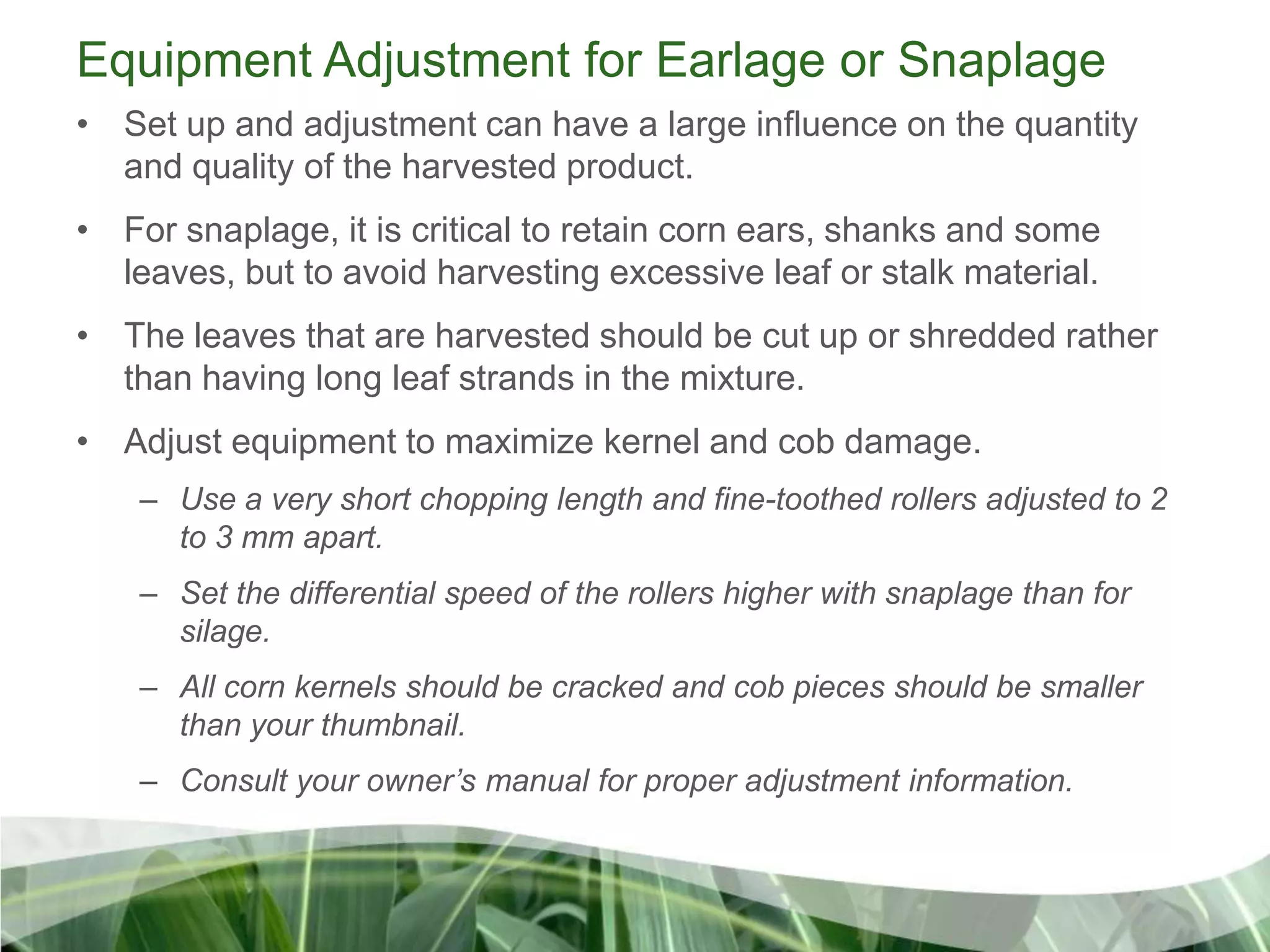 Harvesting Earlage & Snaplage Silage –Insights for Success | PPTX