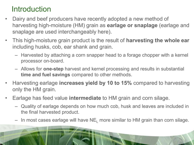 Harvesting Earlage & Snaplage Silage –Insights for Success | PPTX ...