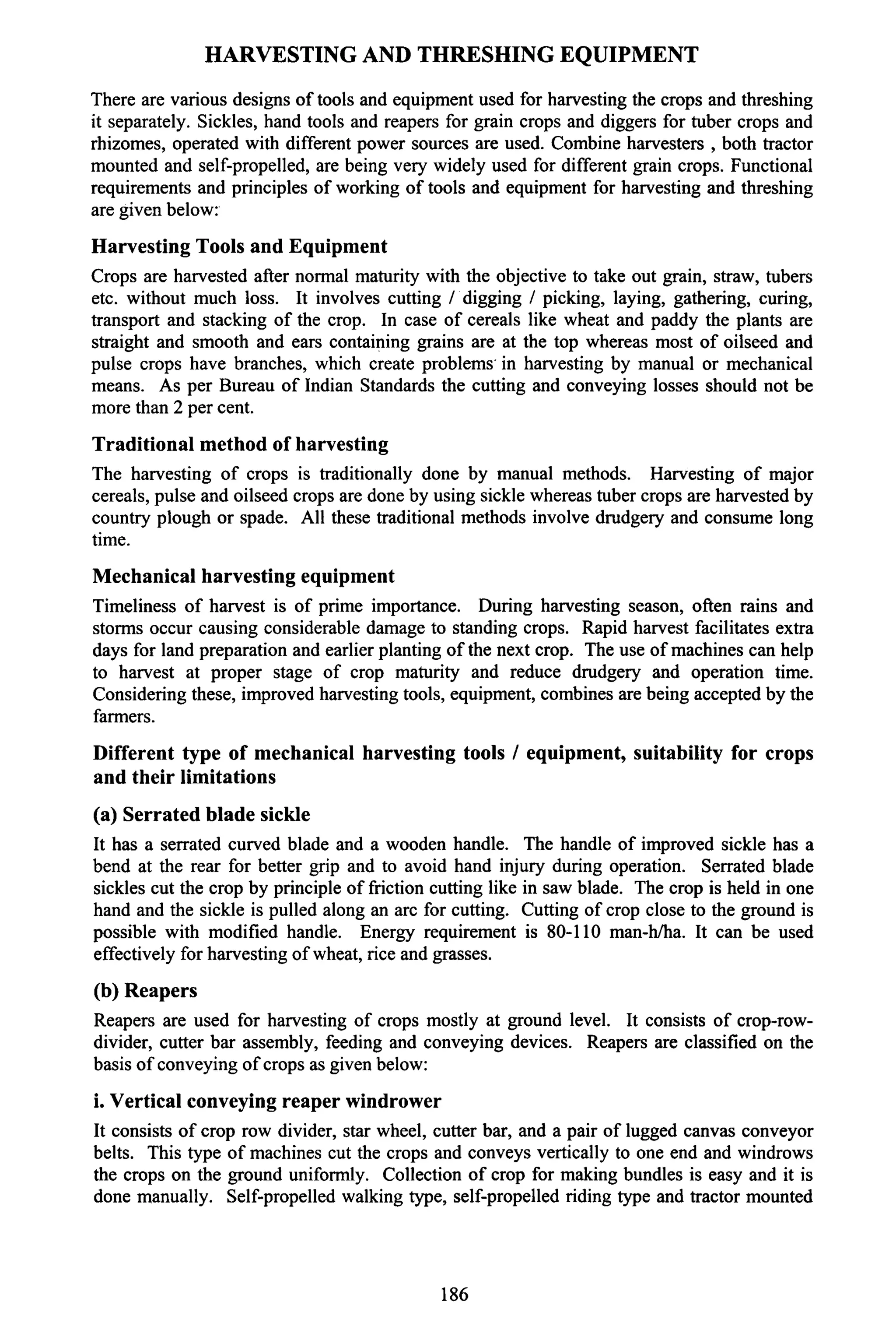 Thesis on crop harvesting tools | PDF