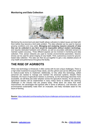 Harvesting the Future: Challenges and Promises of Agricultural Robotics ...