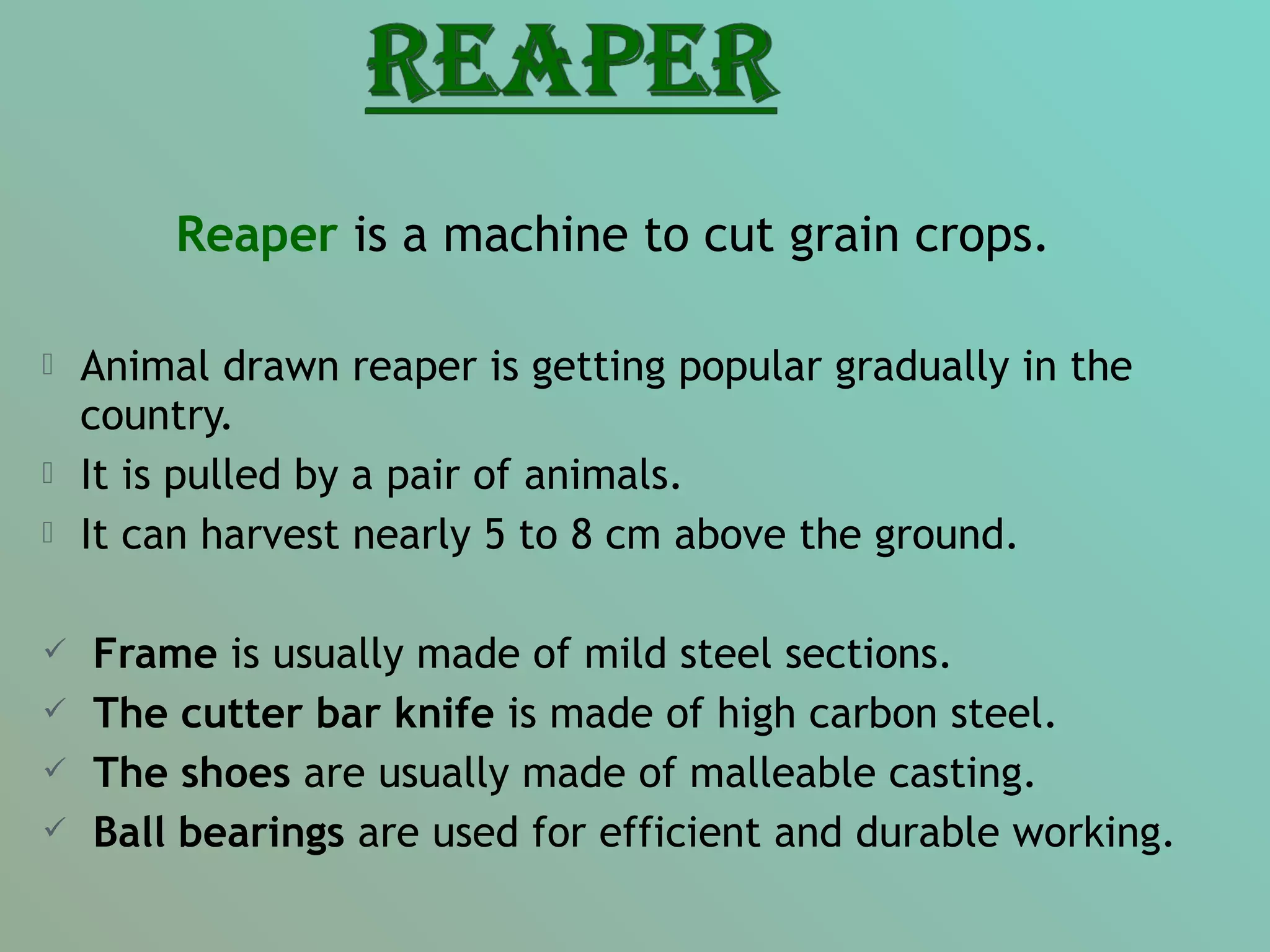 Harvesting and threshing equipment | PPT