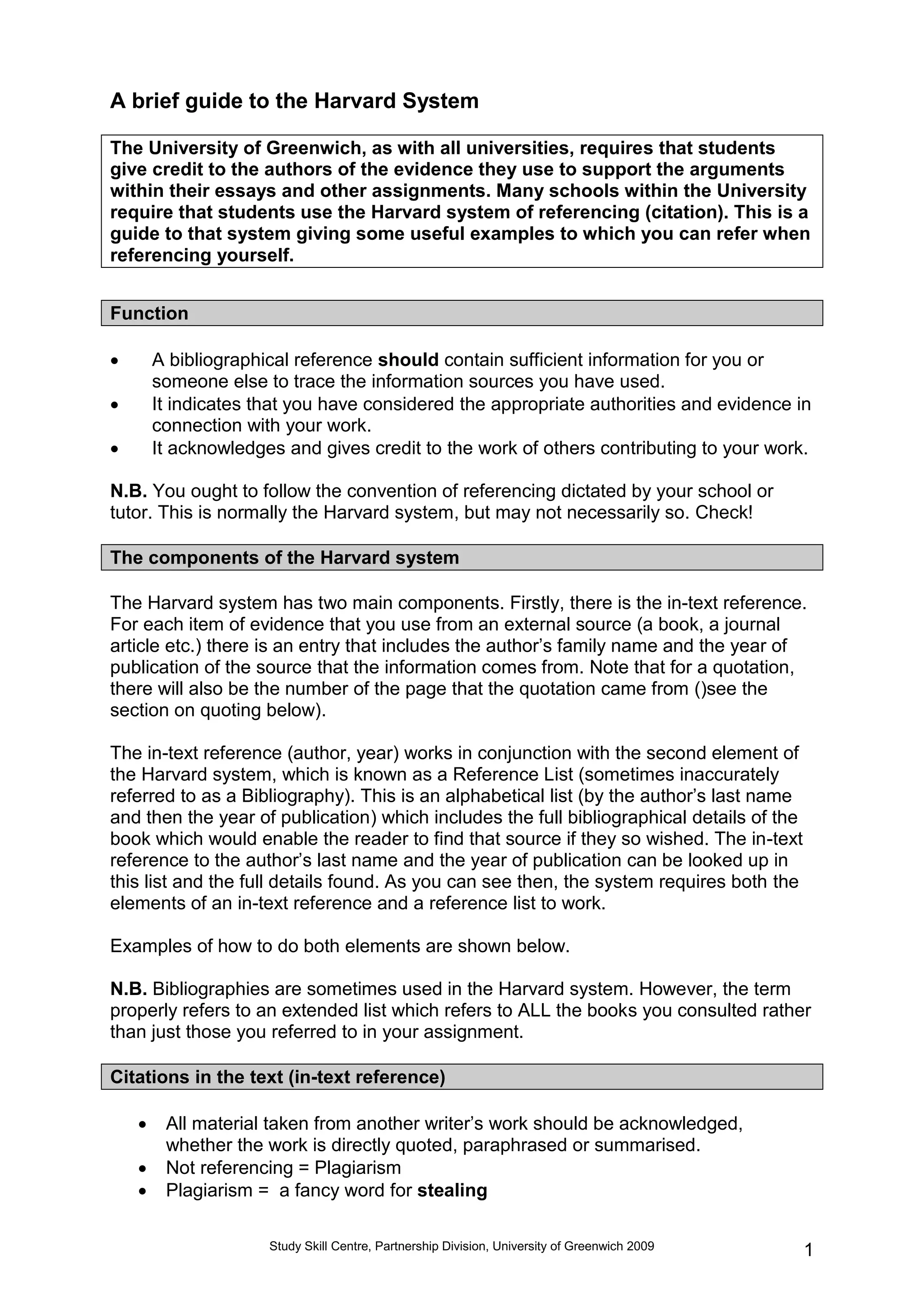 Harward referencing guidance 2009 | PDF