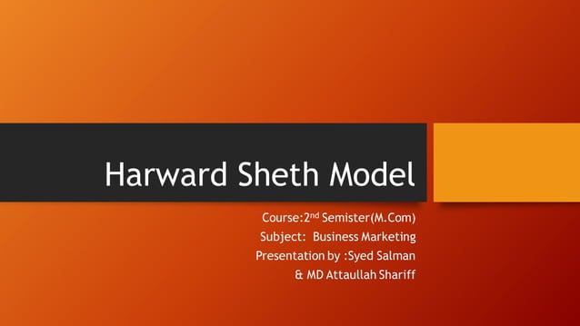 Harward sheth model | PDF | Business | Business and Finance