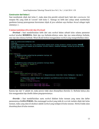 Panduan Java sebagai Pemrograman Berorientasi Objek dan Implementasi Thread | PDF