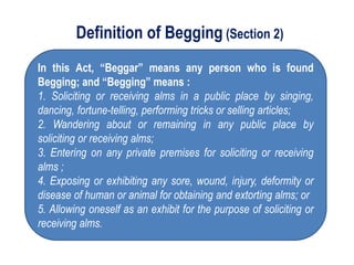 HARYANA PREVENTION OF BEGGARY ACT 1971 | PPTX
