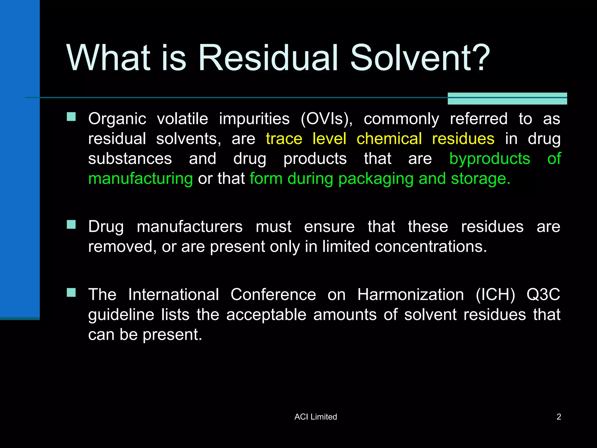What is Residual solvent and its identification | PPT