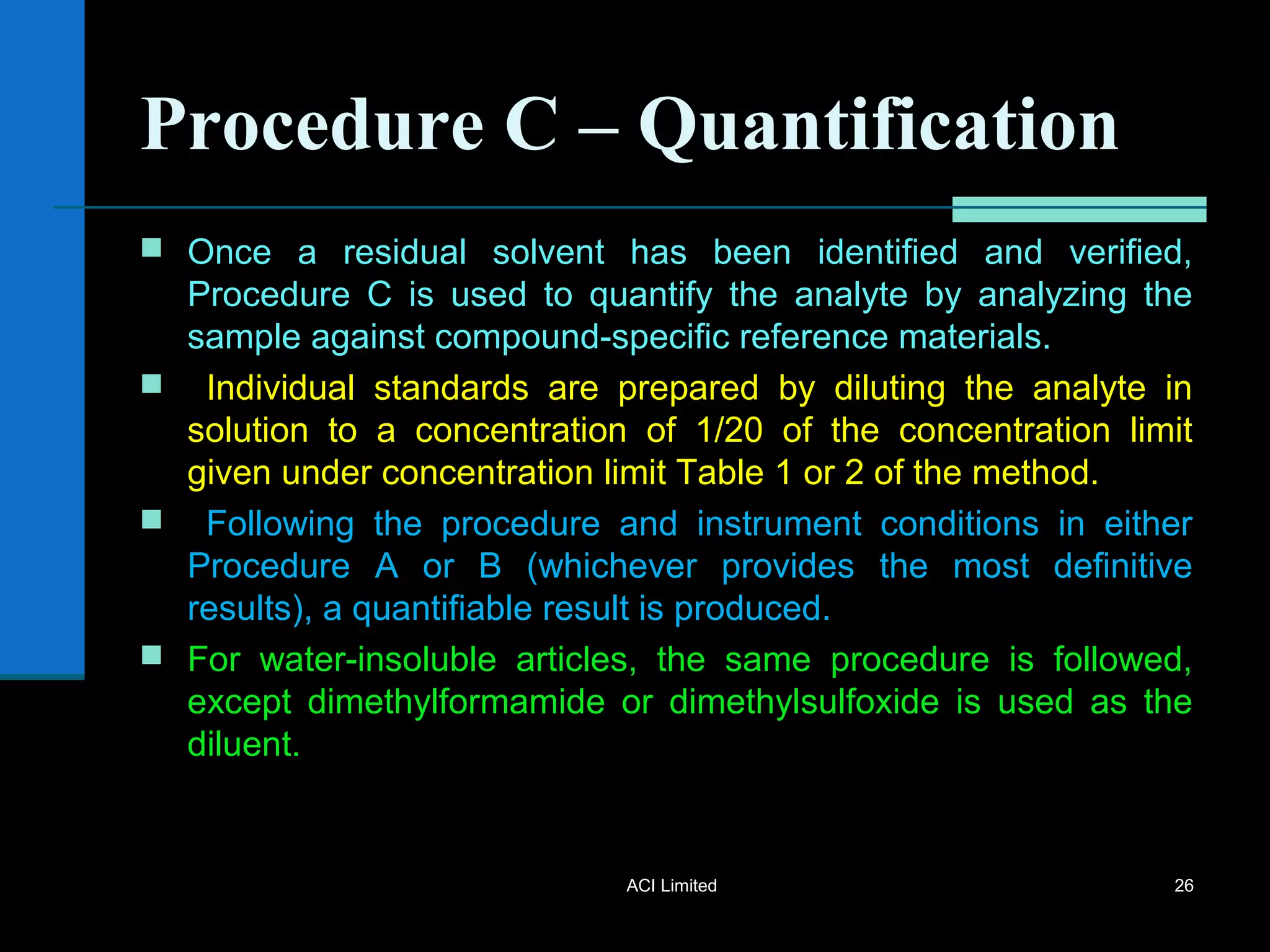 What is Residual solvent and its identification | PPT