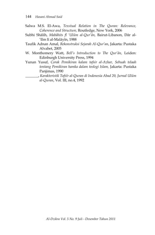Dr. Hasani Ahmad Said, Diskursus Munasabah al-Quran; menyoal ...