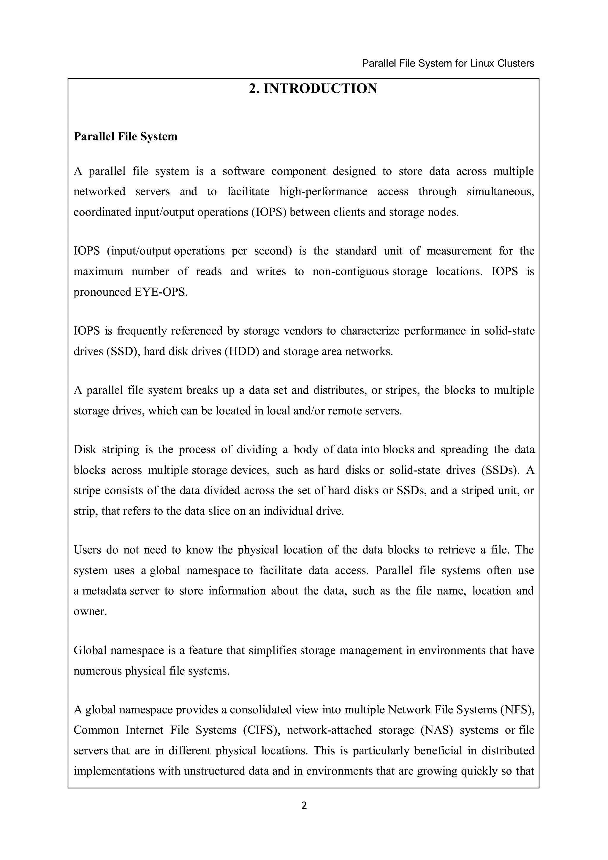 PARALLEL FILE SYSTEM FOR LINUX CLUSTERS | PDF | Operating Systems | Computer Software and ...