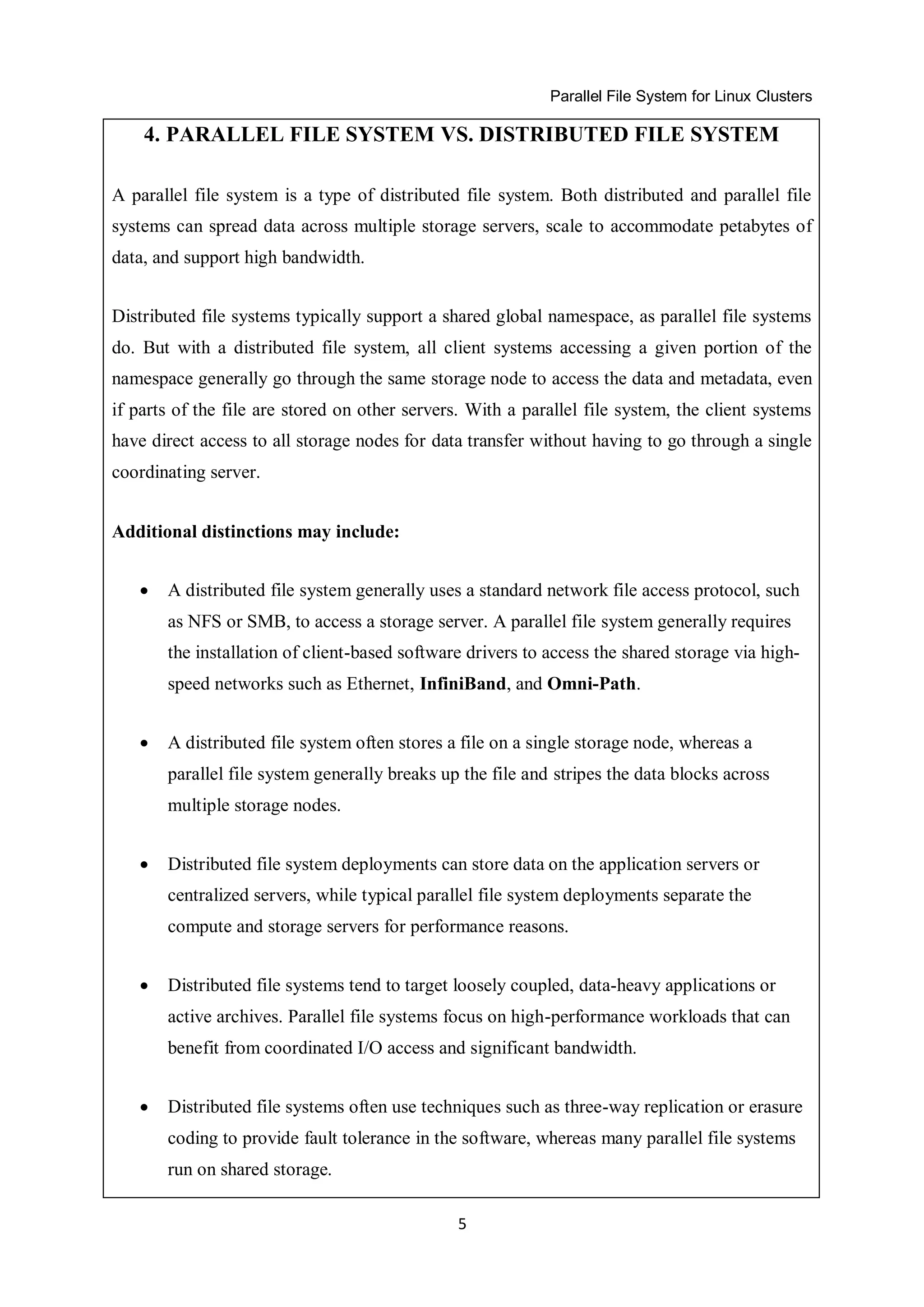 PARALLEL FILE SYSTEM FOR LINUX CLUSTERS | PDF | Operating Systems | Computer Software and ...