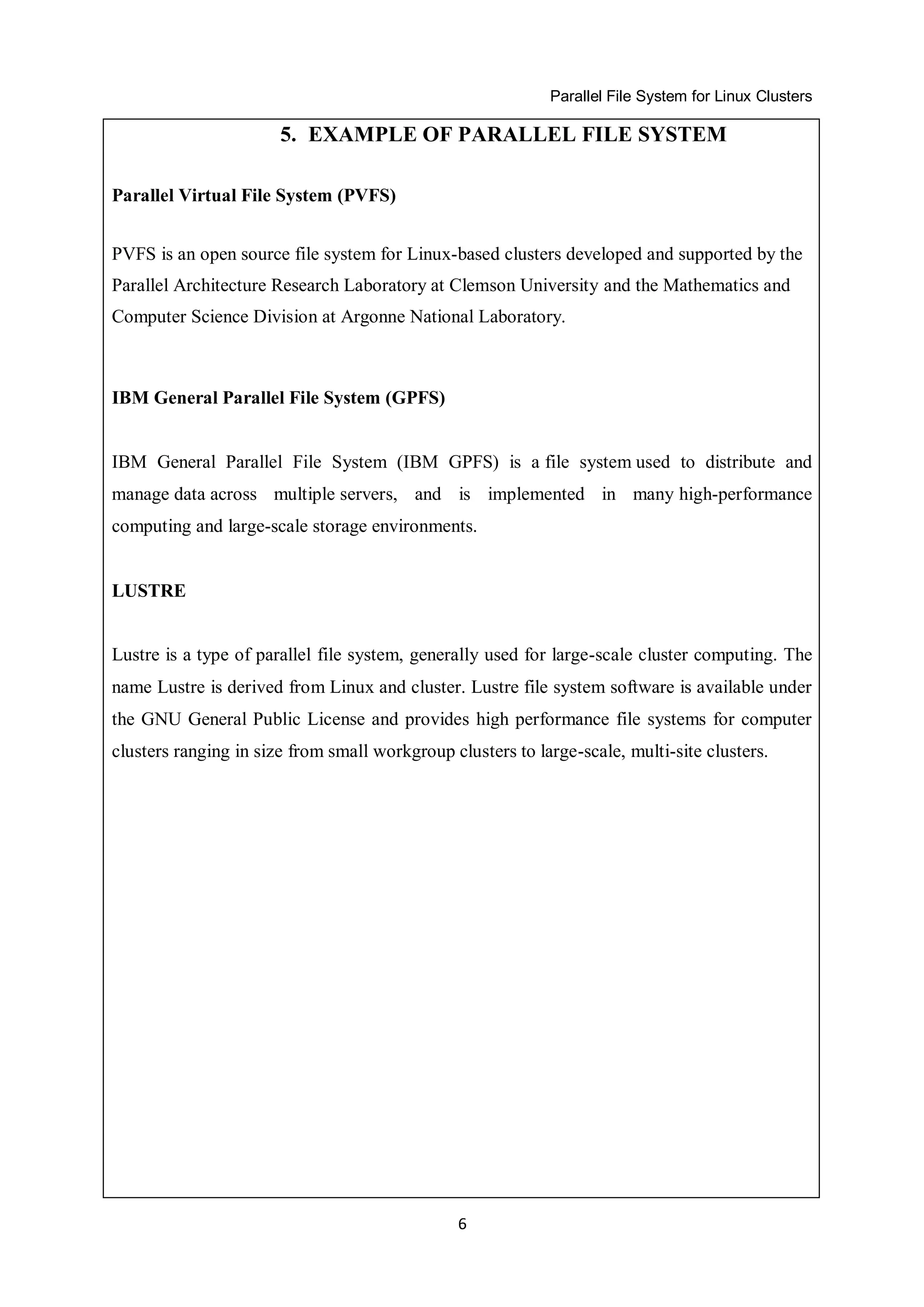 Parallel File System For Linux Clusters Pdf