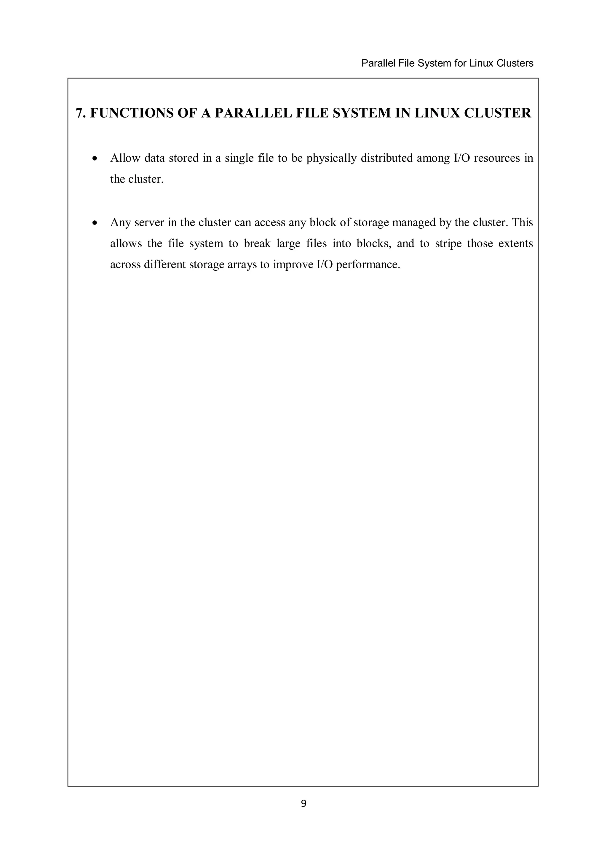 PARALLEL FILE SYSTEM FOR LINUX CLUSTERS | PDF | Operating Systems | Computer Software and ...