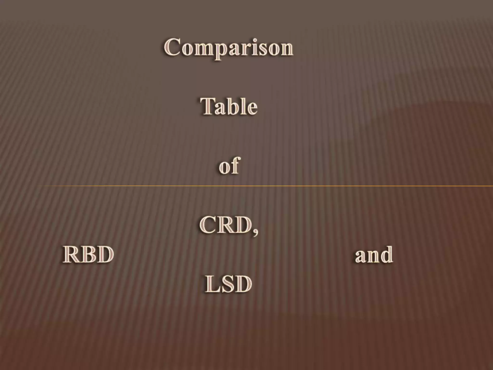 comparison of CRD, RBD and LSD | PPTX