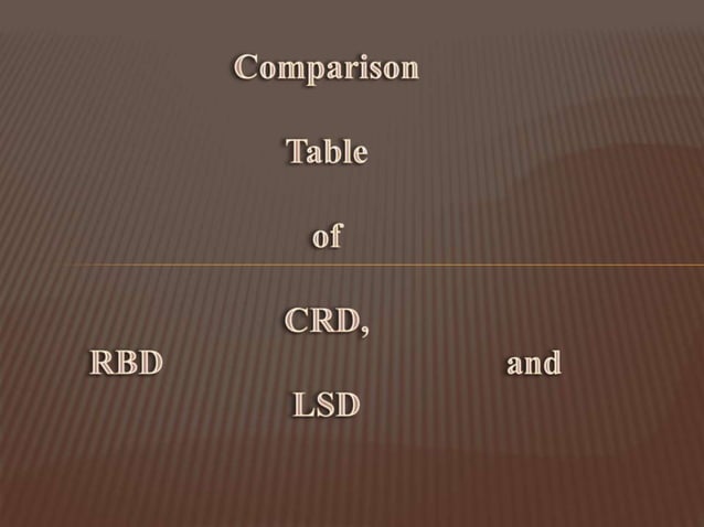 comparison of CRD, RBD and LSD | PPTX | Science