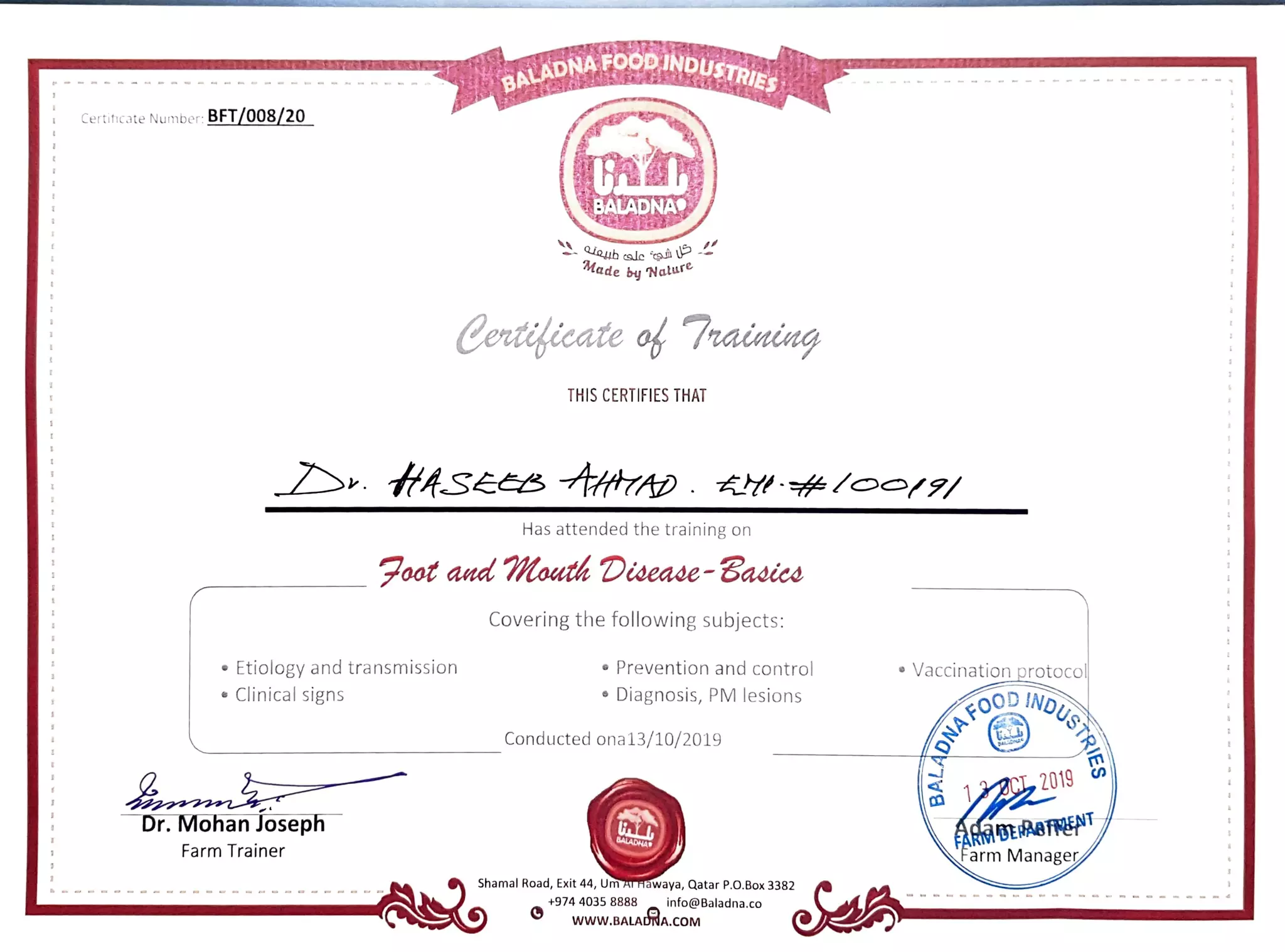 Haseeb ahmad training certificates | PPT